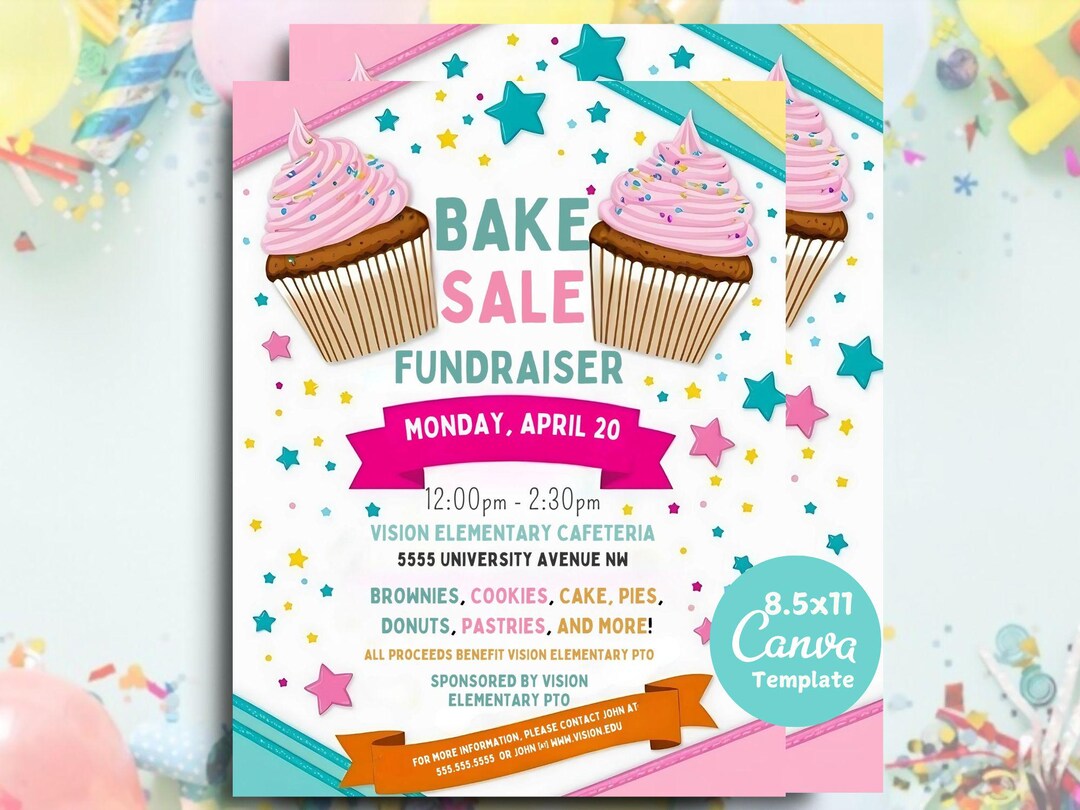 EDITABLE Bake Sale Flyer, Printable PTA, PTO Flyer, School Family ...