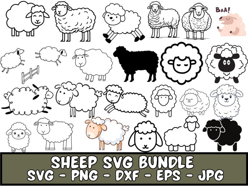 Sheep SVG Bundle: Farm Animal Vector Graphics (digital Download) - Etsy