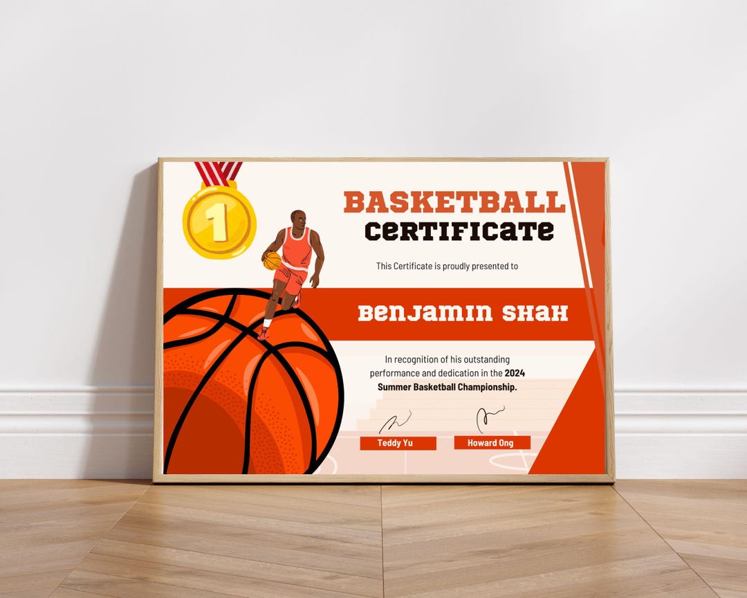 Basketball Awards, Editable Certificate Canva Template, Team Party ...