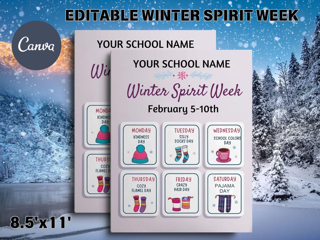 January Spirit Week Template | February Preschool Spirit Week | PTA ...