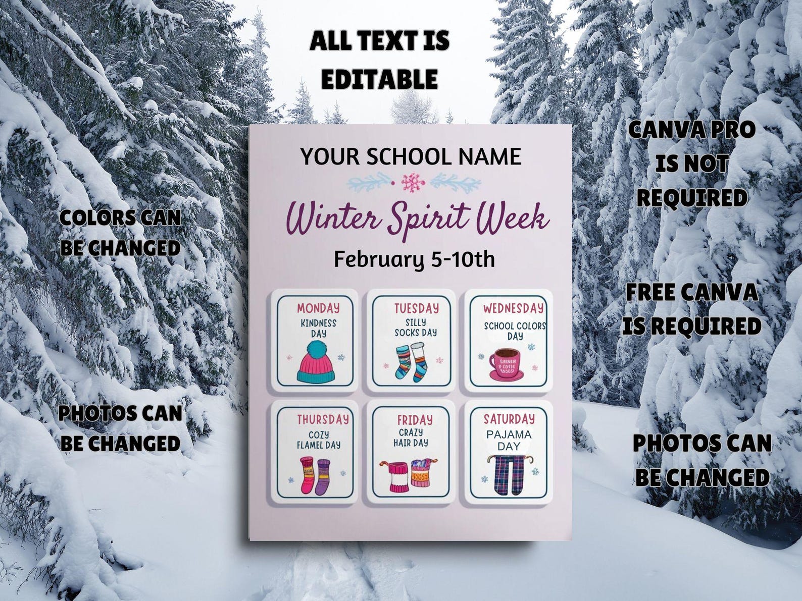 January Spirit Week Template | February Preschool Spirit Week | PTA ...