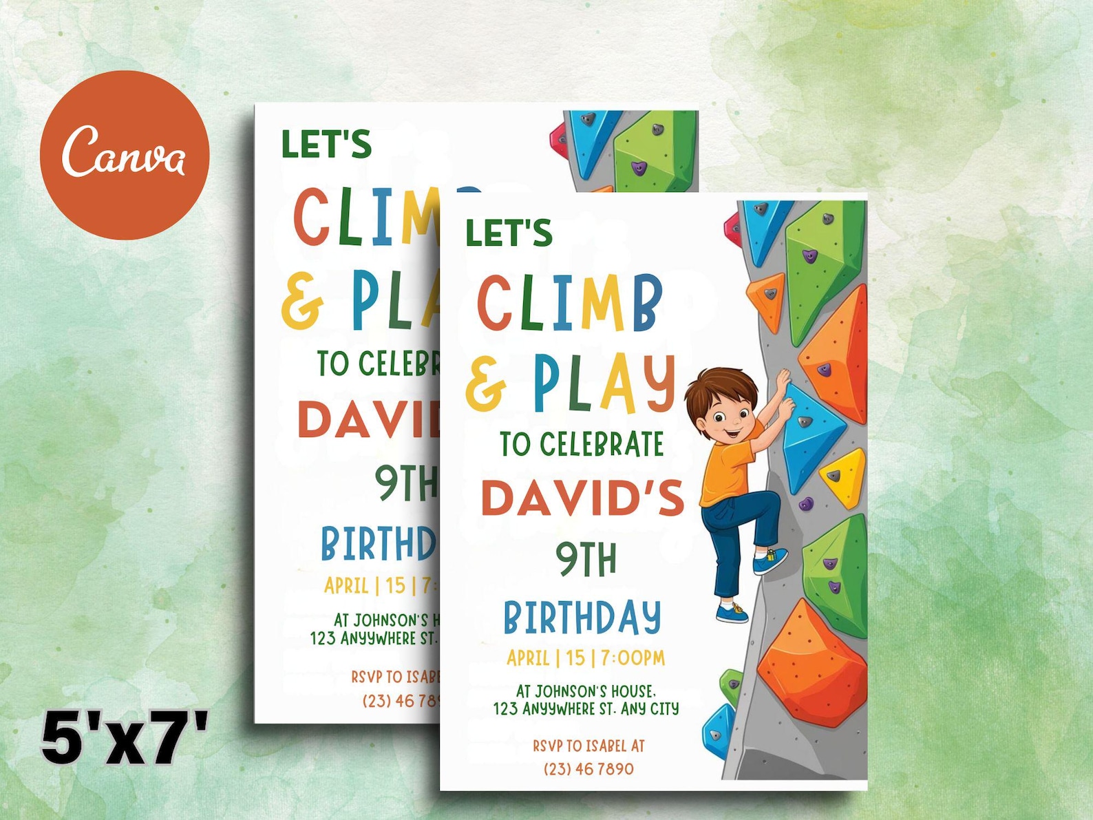 Editable Boy Rock Climbing Birthday Invitation, Printable Rock Wall ...