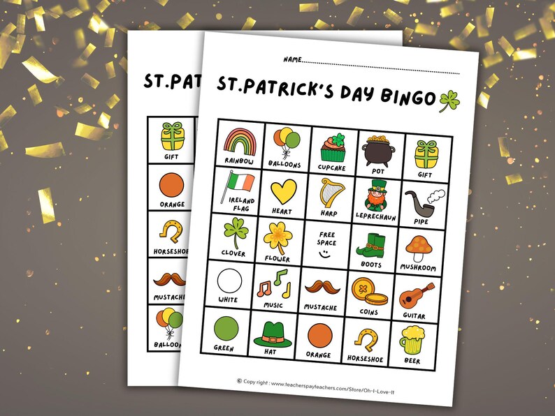 St Patrick's Day Bingo Cards, Printable Party Game (canva Template) - Etsy