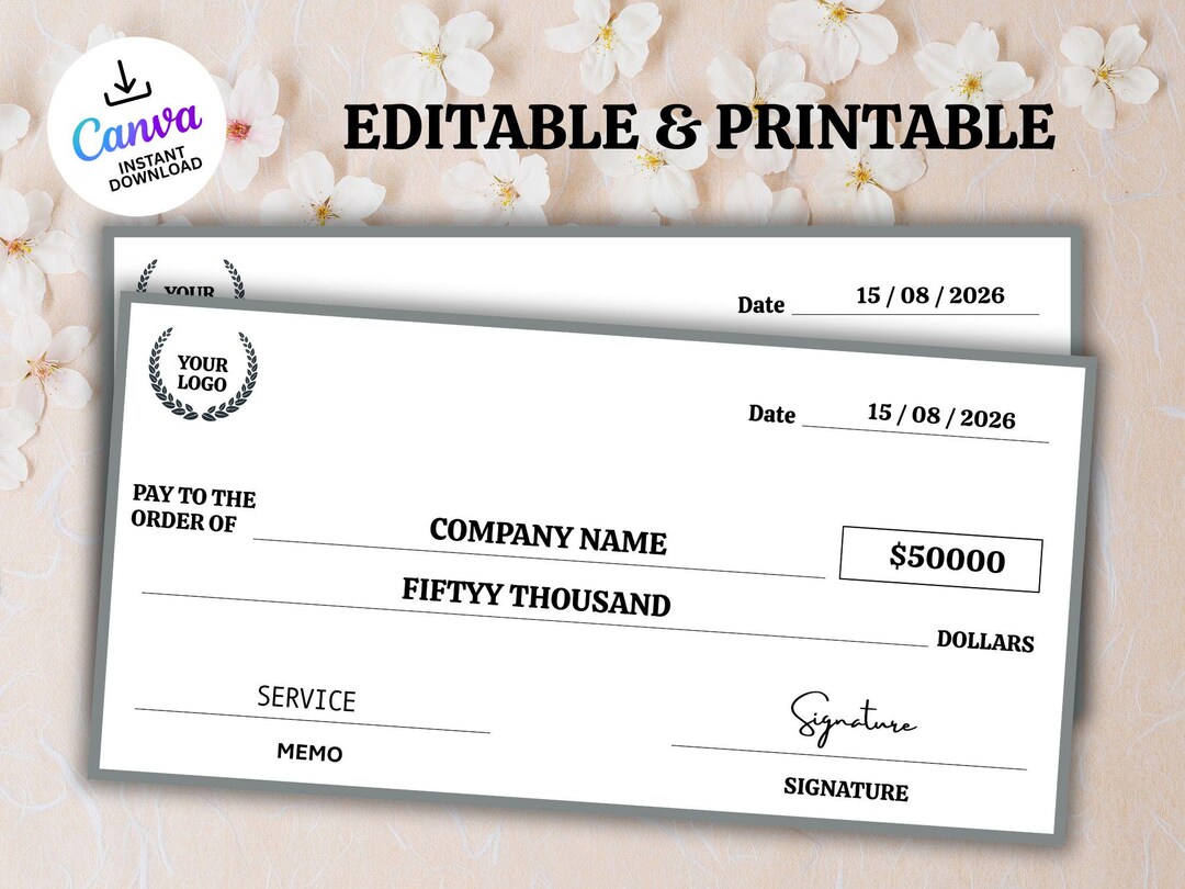 Large Charity Cheque Template, Fundraising Event, Canva Editable ...