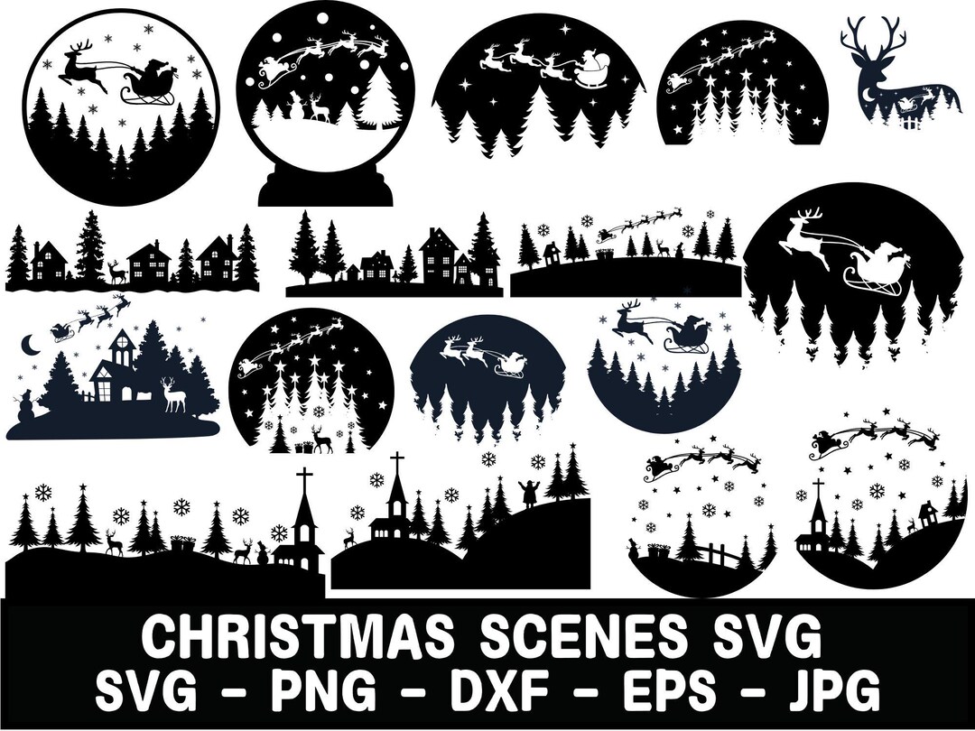 Winter Christmas Scene SVG, Winter Scene SVG, Magical Christmas Scene ...