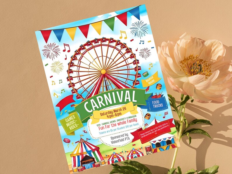 Editable Carnival Flyer Template School Invitation Fundraiser Instant ...