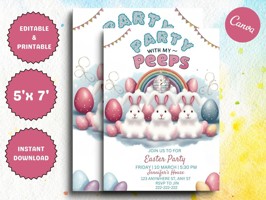 Editable Party With My Peeps Invitation Easter Party Invitation Easter ...