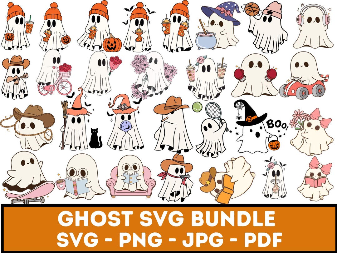 Ghost SVG Bundle, Retro Halloween Clipart (digital Download - Etsy