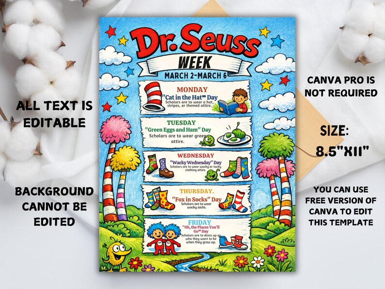 Editable Dr. Seuss Template | School Reading Flyer | Printable ...