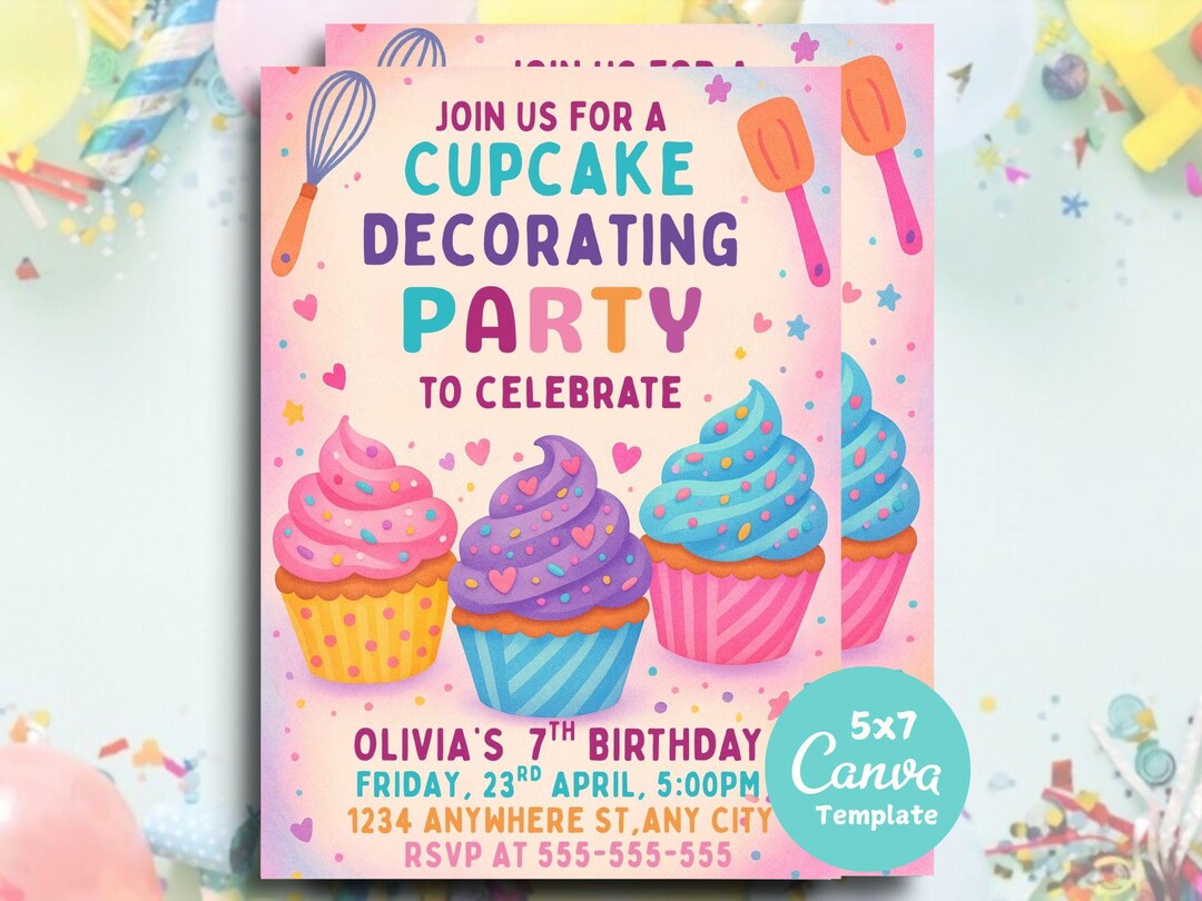 Cupcake Decorating Party Invitation: Editable Baking Birthday Invite ...