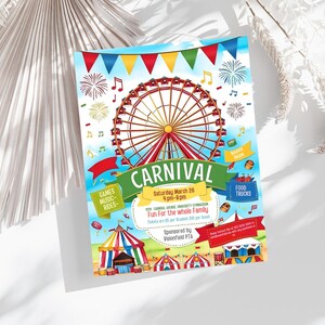 Editable Carnival Flyer Template School Invitation Fundraiser Instant ...