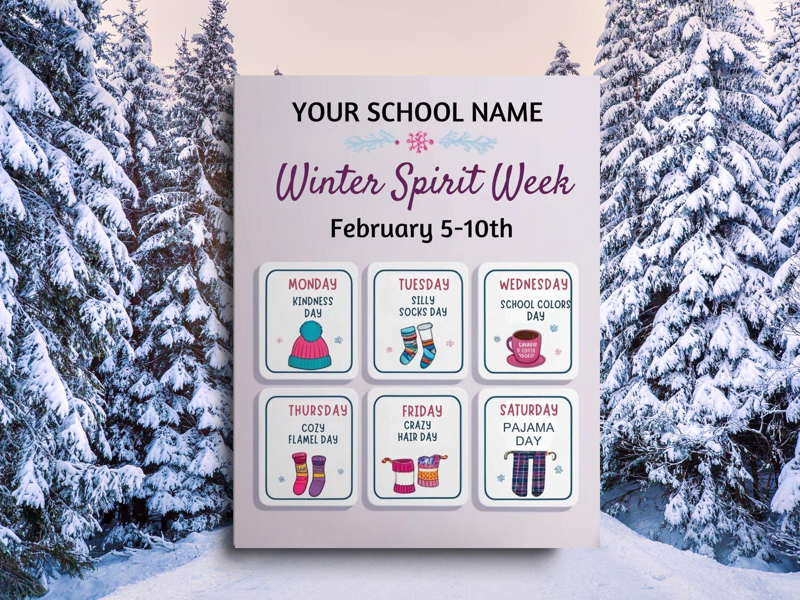January Spirit Week Template | February Preschool Spirit Week | PTA ...
