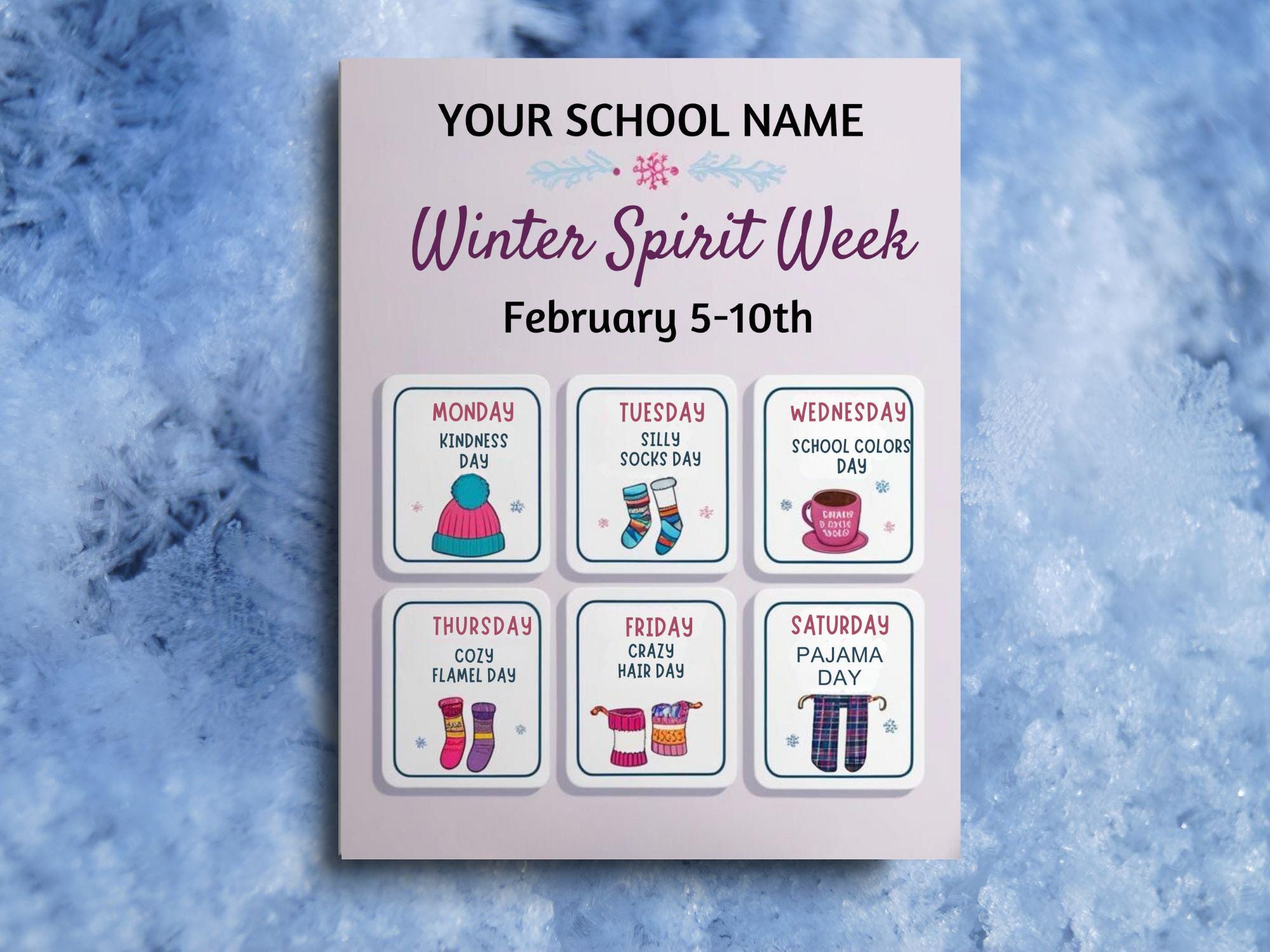January Spirit Week Template | February Preschool Spirit Week | PTA ...