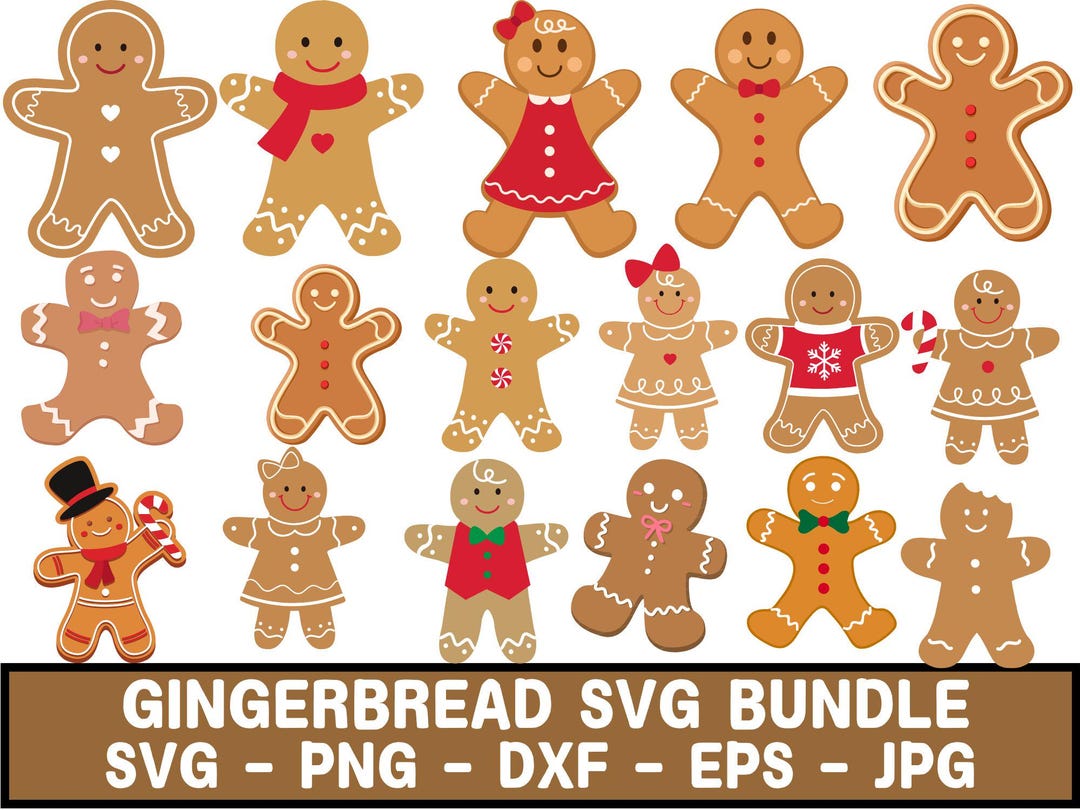 Gingerbread Man SVG Bundle: Christmas Cut Files (digital Download) - Etsy