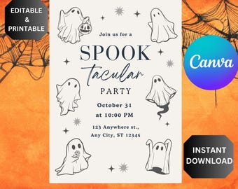 Spooktacular Halloween Party Invitation, Instant Download, Editable ...