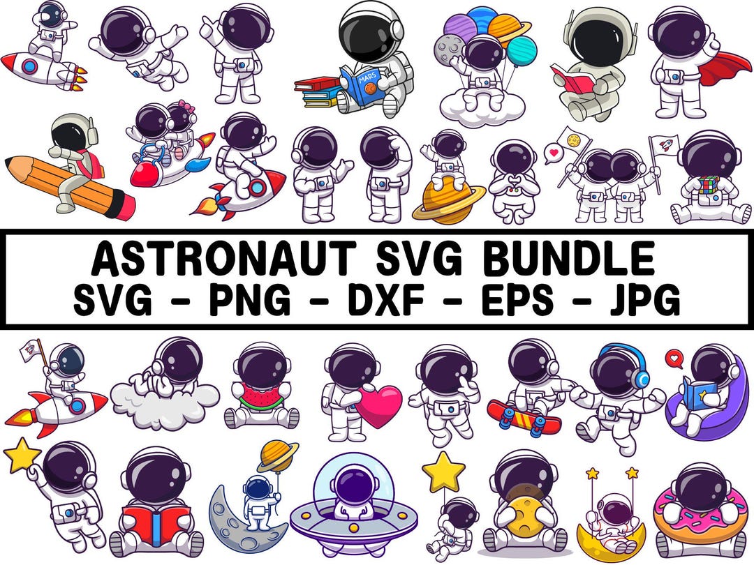 Astronaut SVG PNG Bundle: Rocket & Universe Designs - Etsy