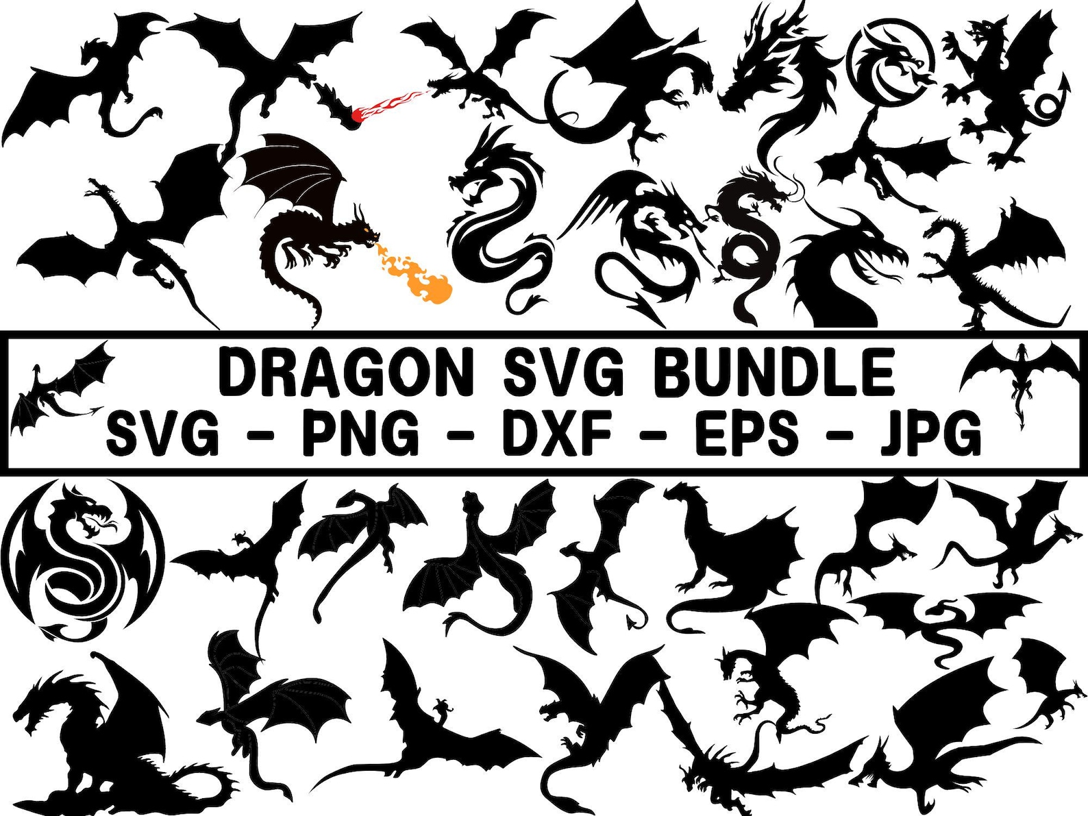 Bundle Svg Dragon, Dragon svg, fichier coupé Dragon, tête de dragon ...