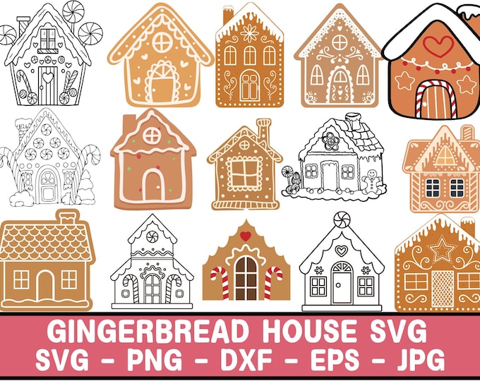 Gingerbread House SVG Clipart, Christmas Silhouette, Winter Holiday ...