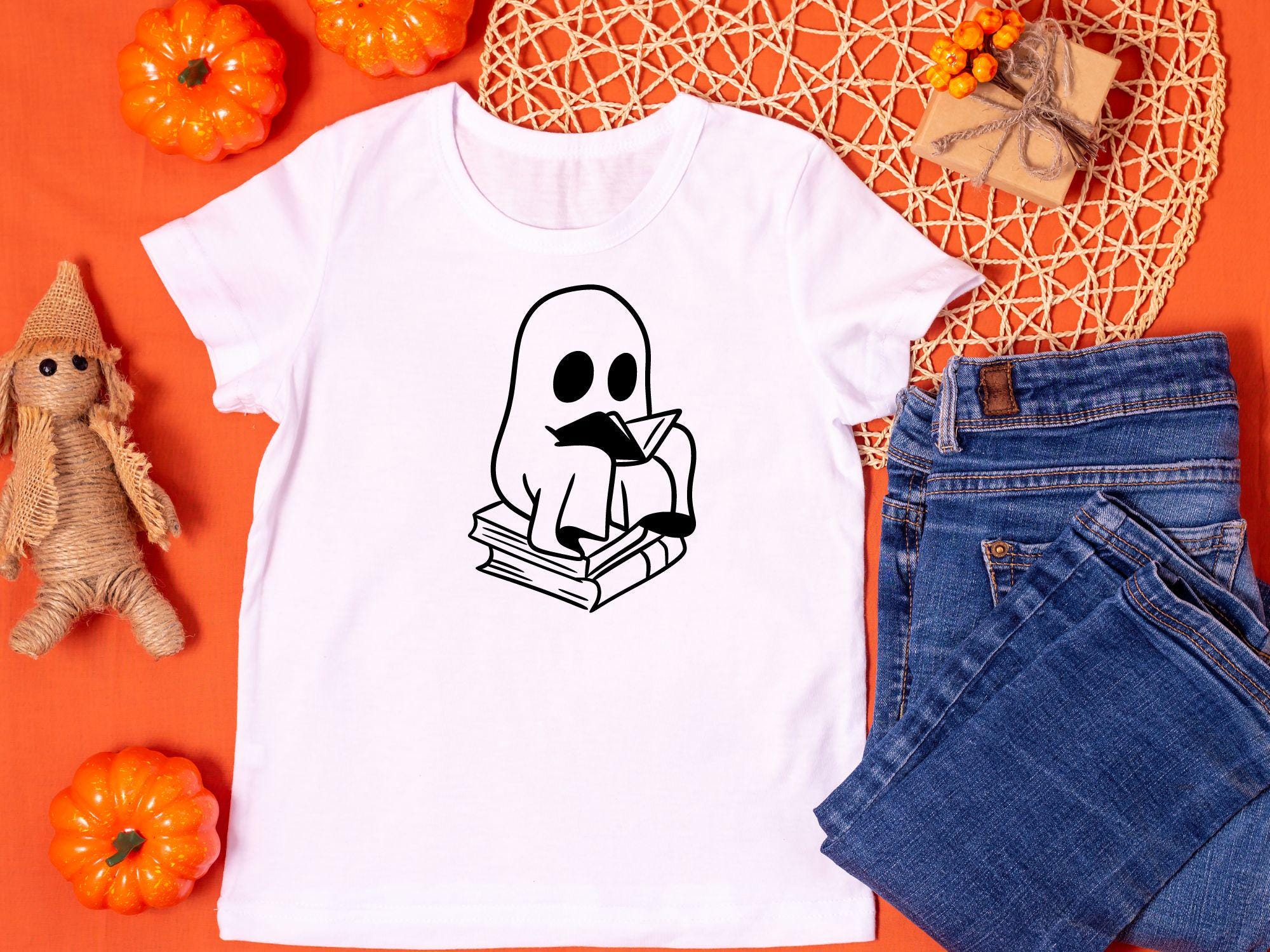 Cute Ghost Reading Svg, Ghost Reading Png, Cute Ghost Book Svg, Ghost ...
