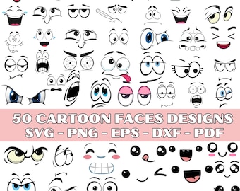 Cartoon Faces SVG Bundle | Cute Funny Face SVG | Smiley Face Svg Bundle ...
