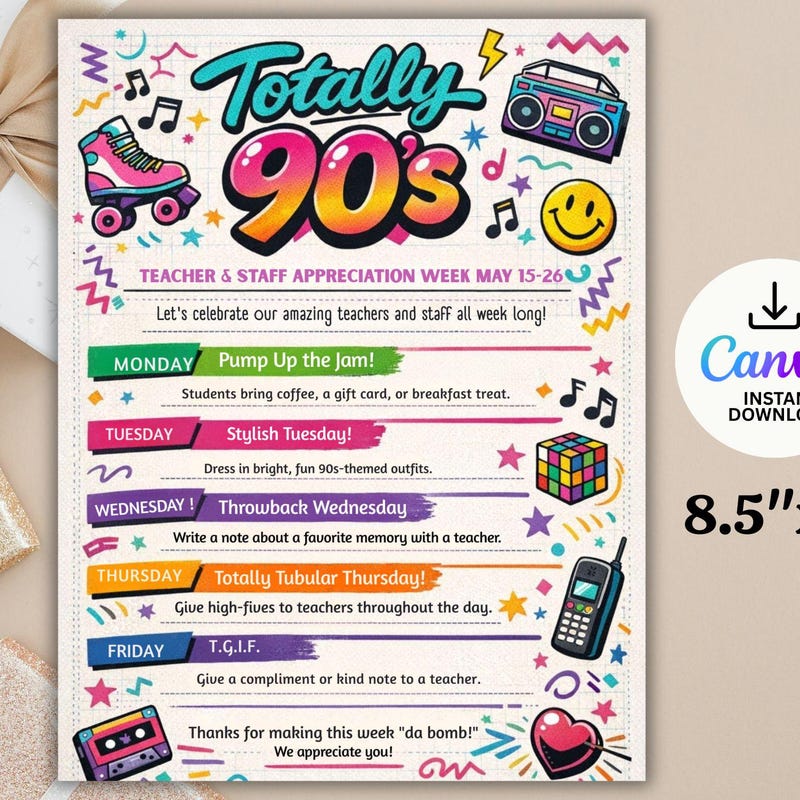 90s Theme Teacher Appreciation Week - Etsy
