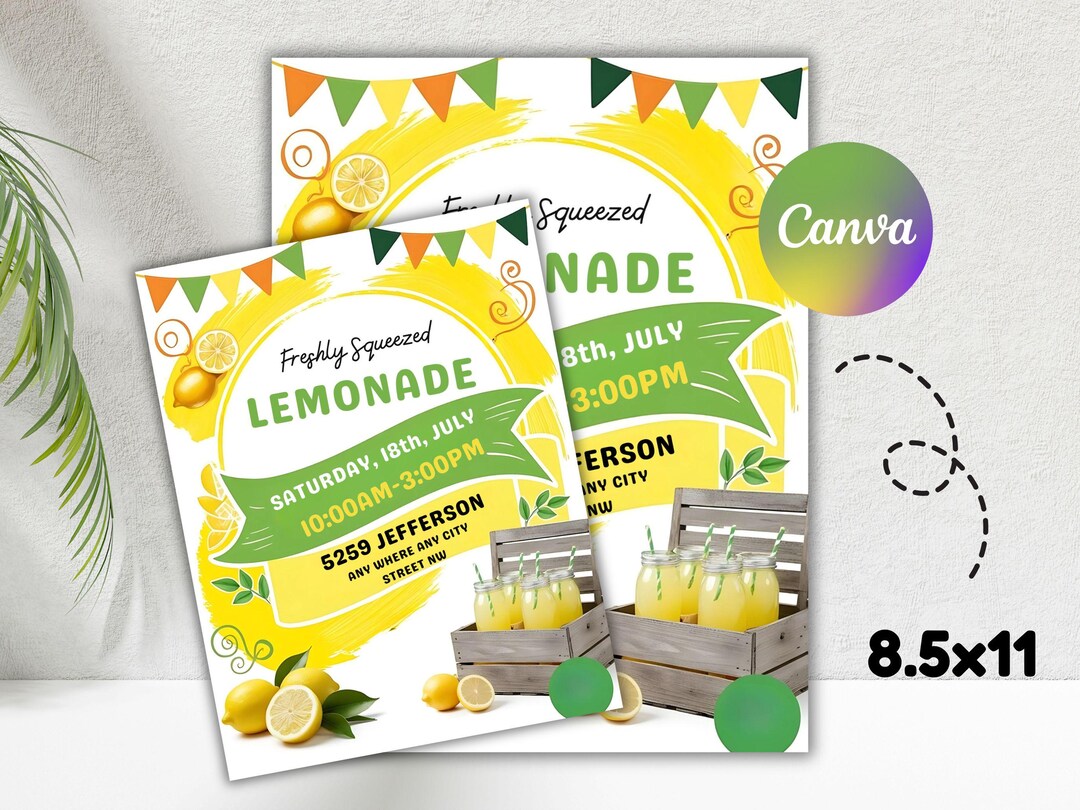 Lemonade Sale Sign Printable, Editable Flyer Template, Canva Lemonade ...