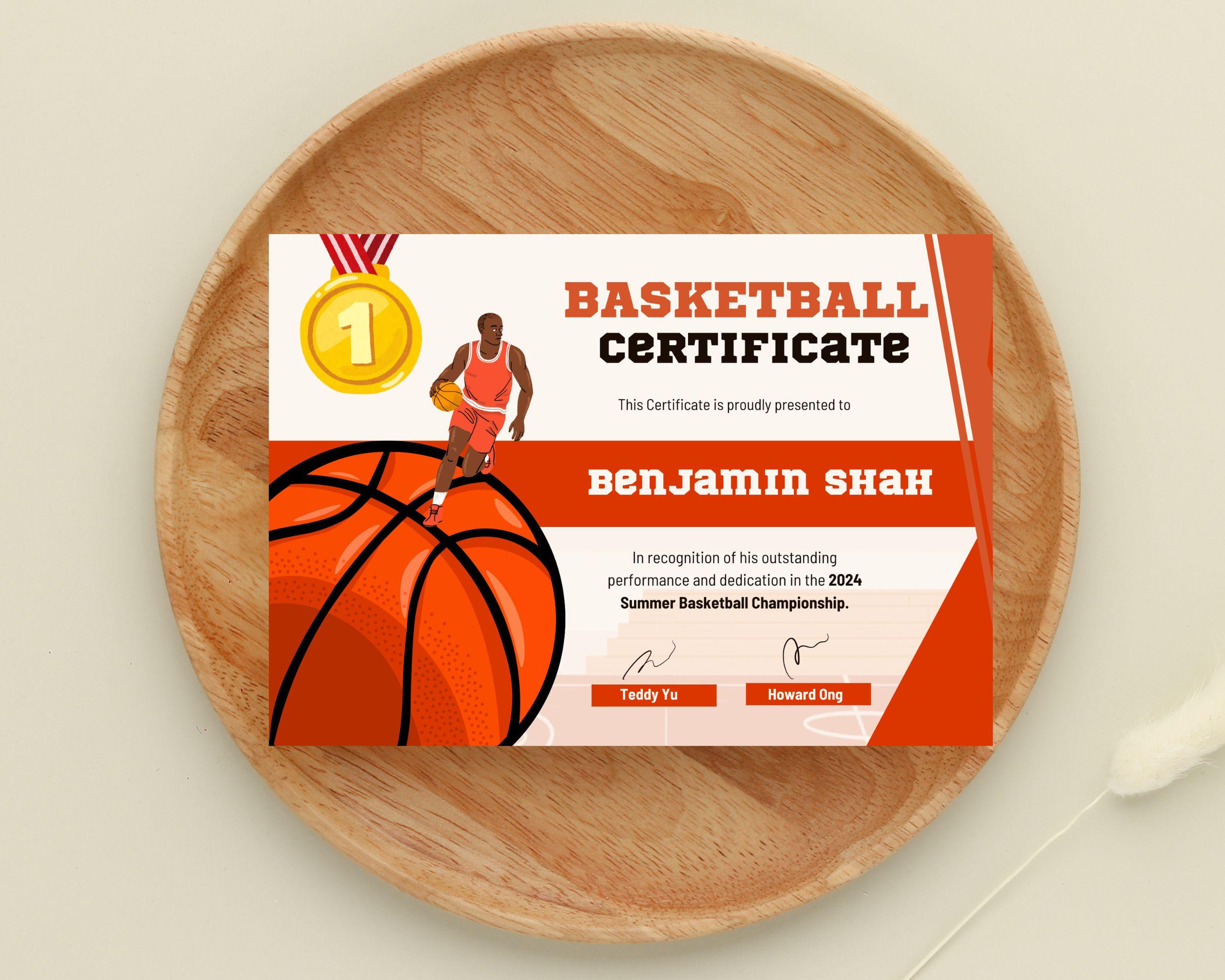 Basketball Awards, Editable Certificate Canva Template, Team Party ...