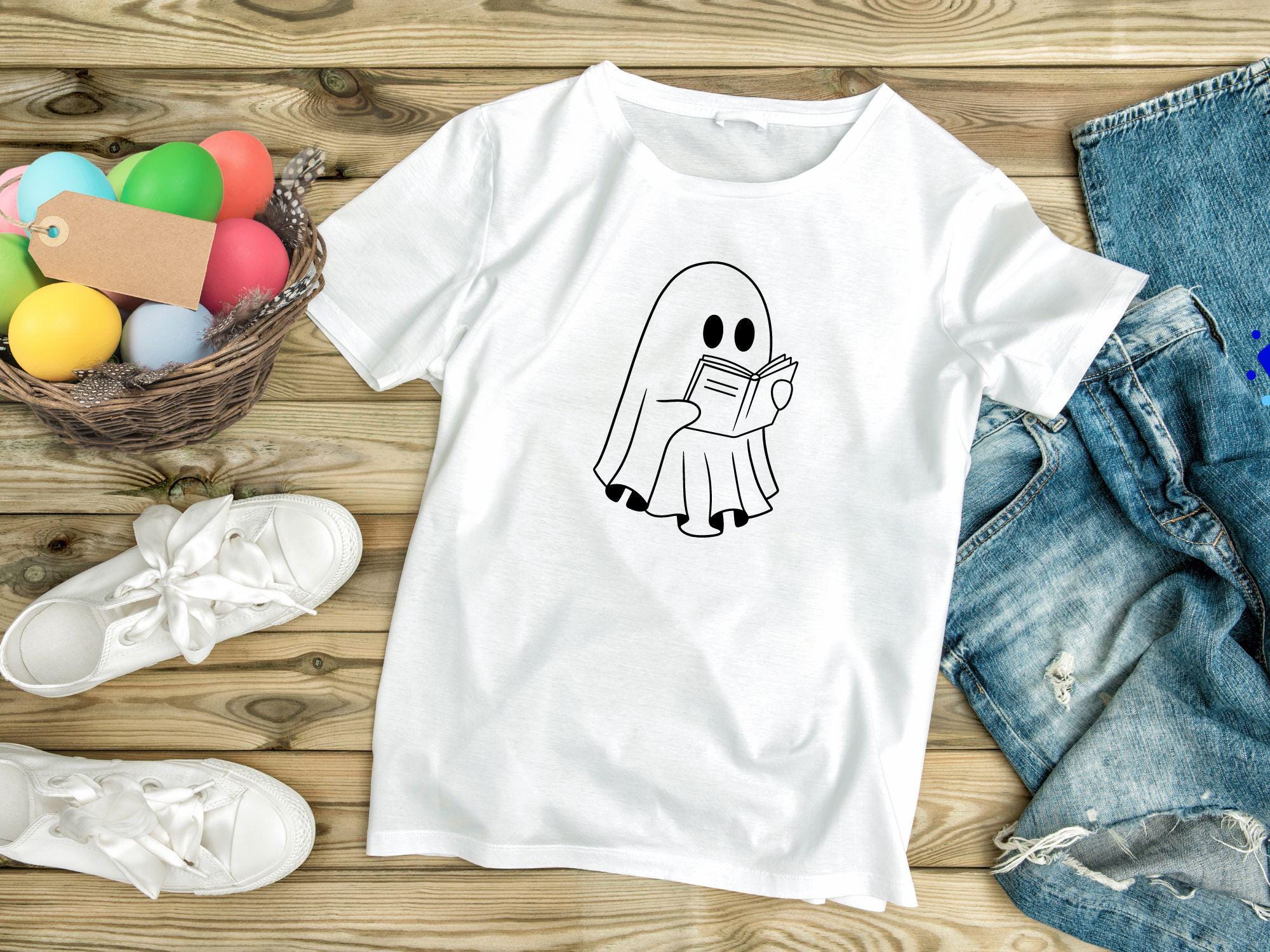 Cute Ghost Reading Svg, Ghost Reading Png, Cute Ghost Book Svg, Ghost ...