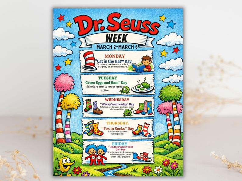 Editable Dr. Seuss Template | School Reading Flyer | Printable ...