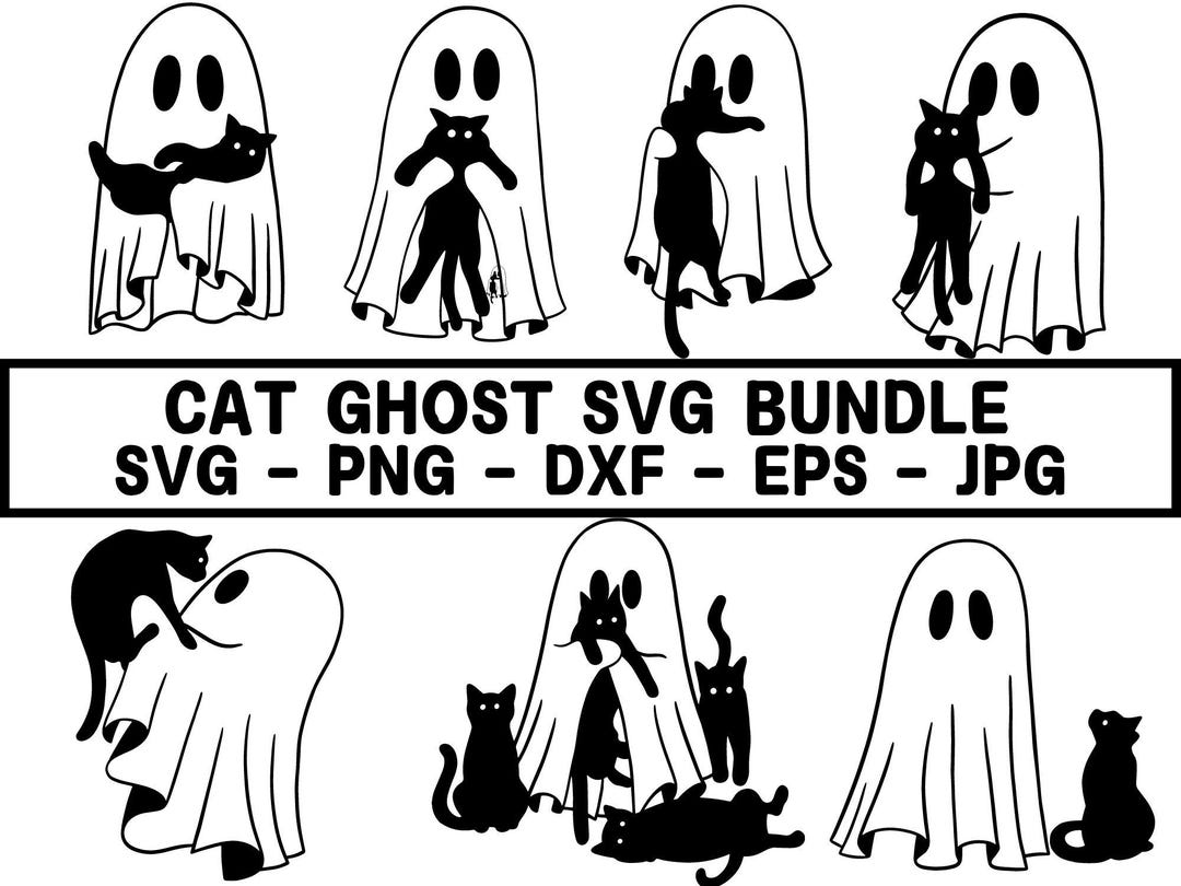 Ghost and Black Cat SVG, Cute Halloween SVG, Boo SVG, Spooky Black Cat ...