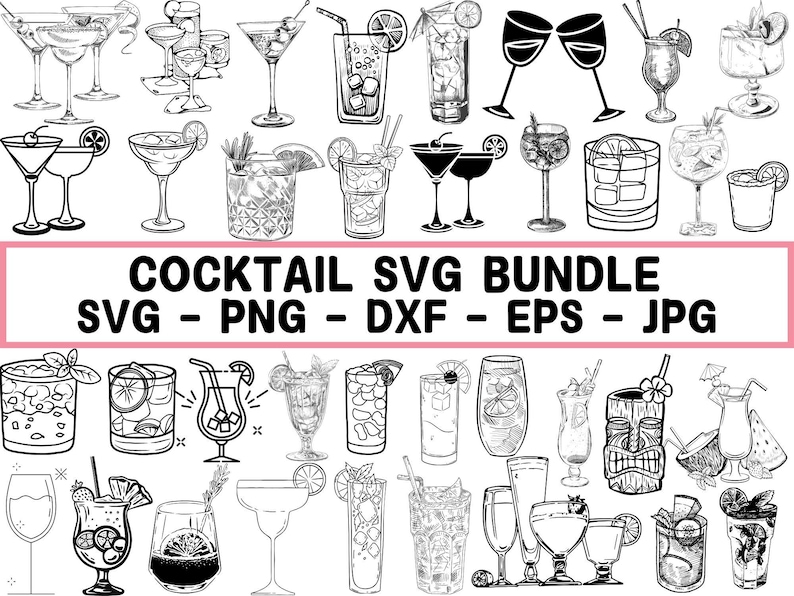 Cocktail SVG Bundle, Cocktail PNG Bundle, Cocktail Clipart, Cocktail ...