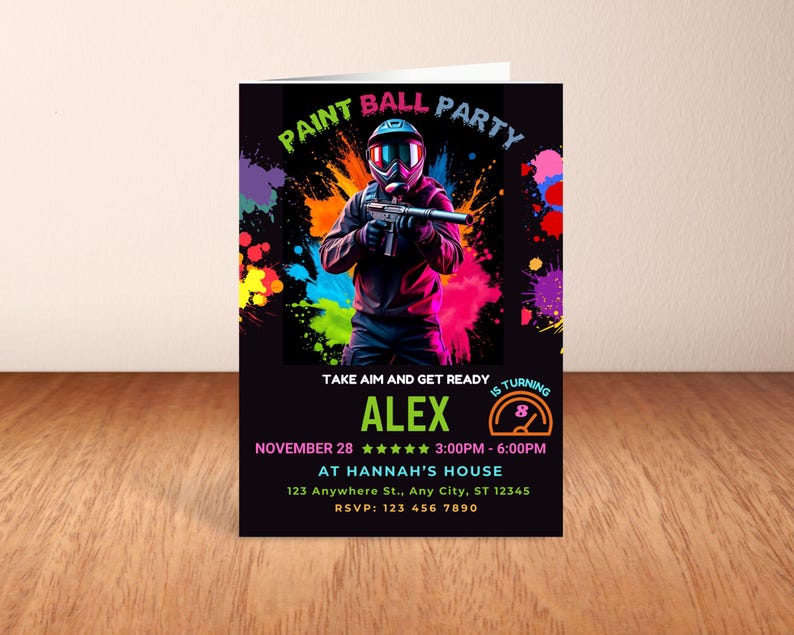 Paintball Birthday Invitation Boy EDITABLE Paintball Party Invite ...