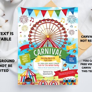 Editable Carnival Flyer Template School Invitation Fundraiser Instant ...