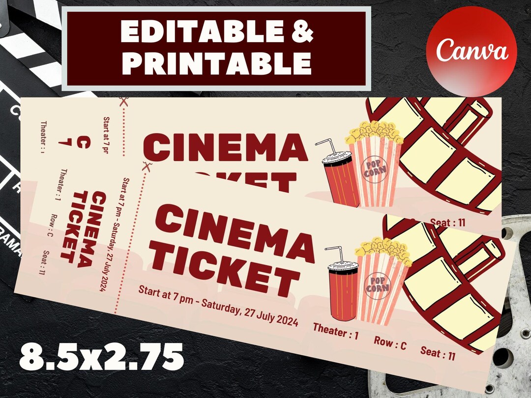 Editable Movie Night Ticket Template (digital Download) - Etsy