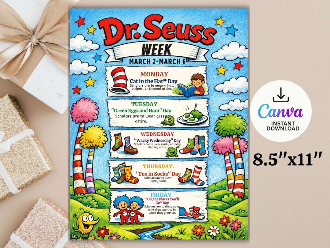 Editable Dr. Seuss Template | School Reading Flyer | Printable ...