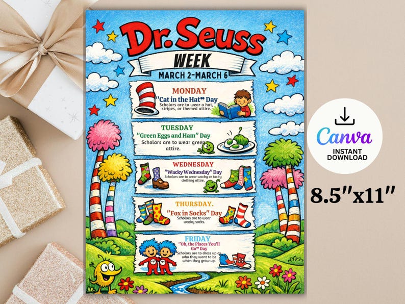 Editable Dr. Seuss Template | School Reading Flyer | Printable ...