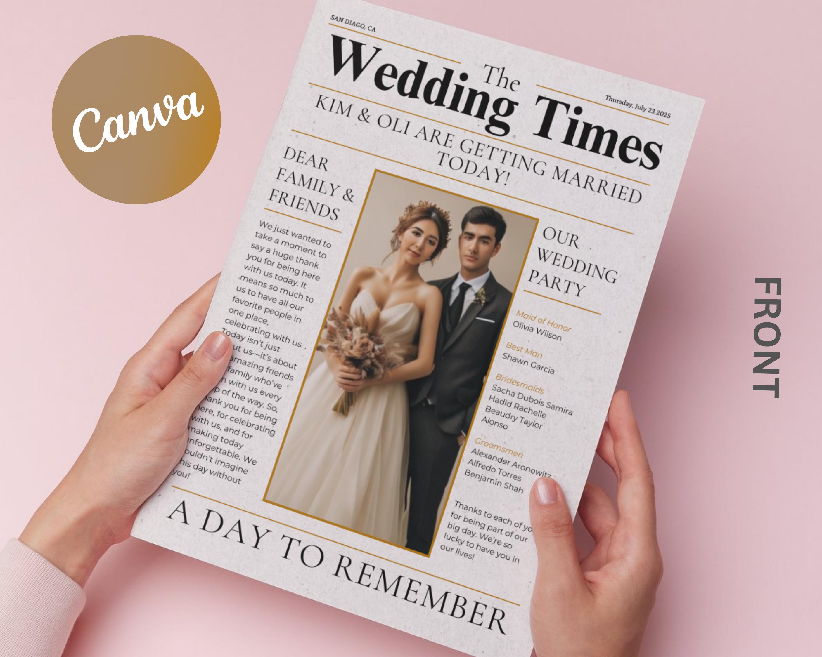 Wedding Newspaper, Wedding Newspaper Template, Newspaper Wedding ...