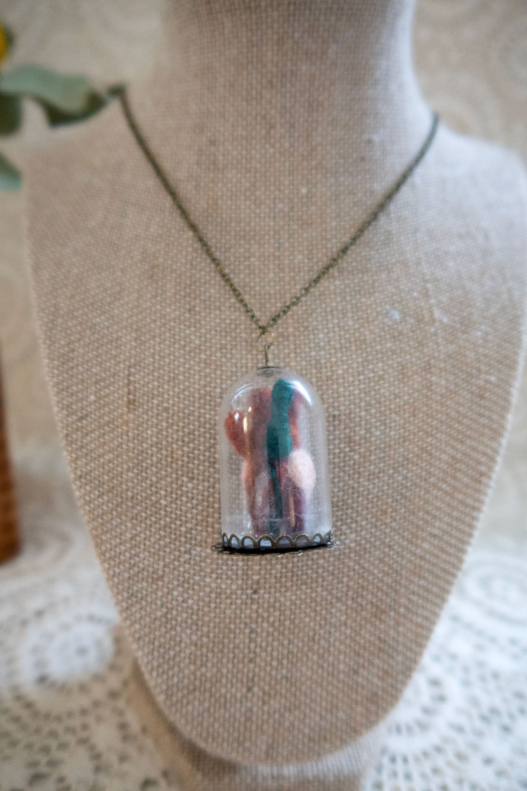 Needle Felted Anatomical Human Heart Love Token Goth Necklace in Dome ...