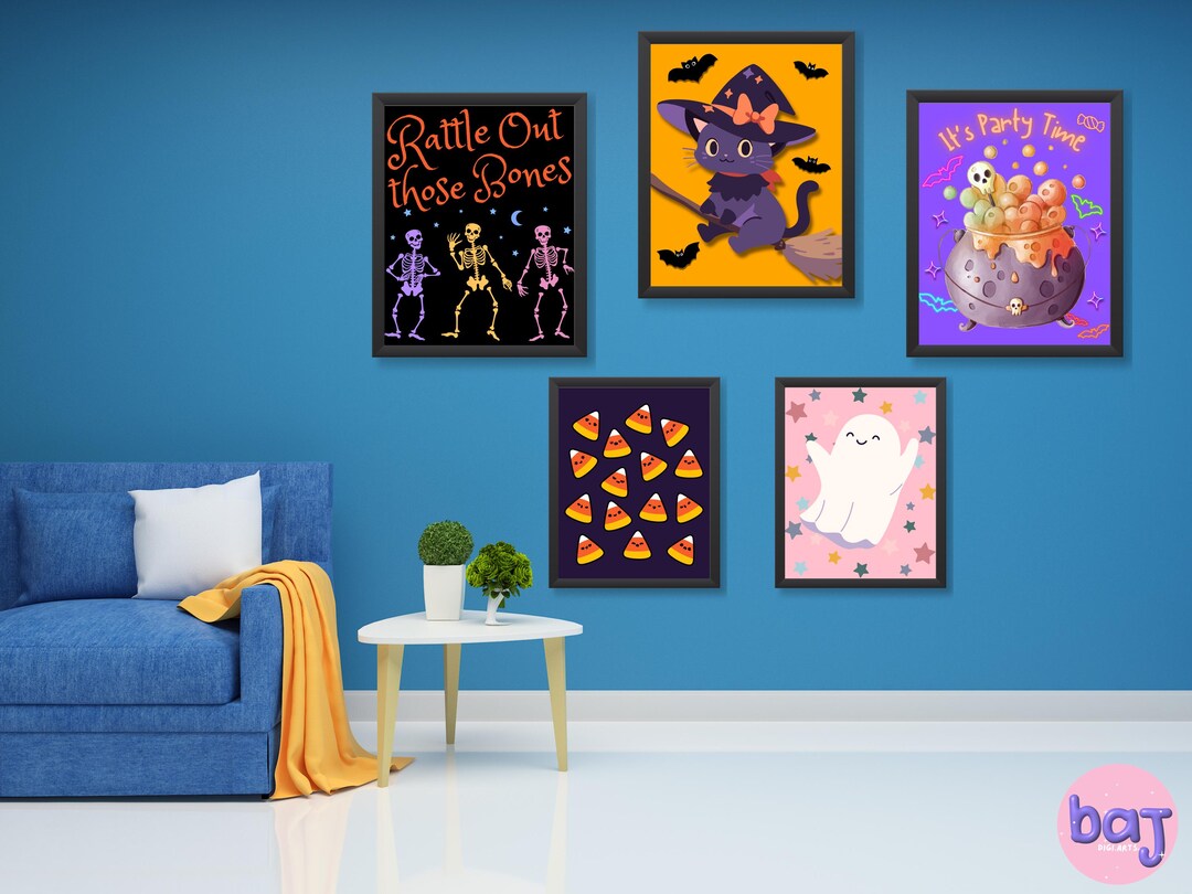 Cute Spooky Halloween Bundle PNG Designs Gallery Wall Art Decor Kitchen ...