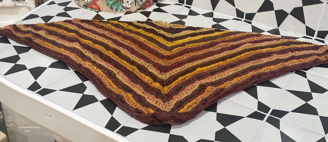 Shawl Triangle Shape Hand Knitted in the USA Made With Wool Rayon ...