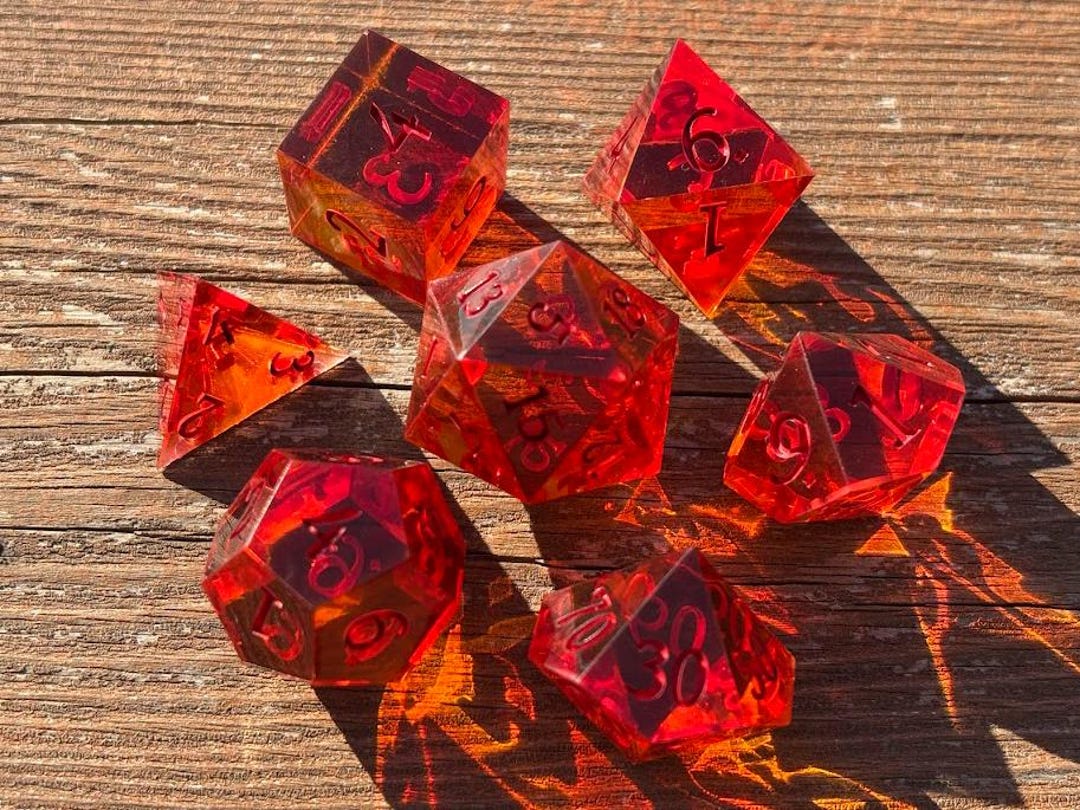 Flame Transparent Fire Dice Handmade Resin Sharp-edge Dice Set Dnd - Etsy