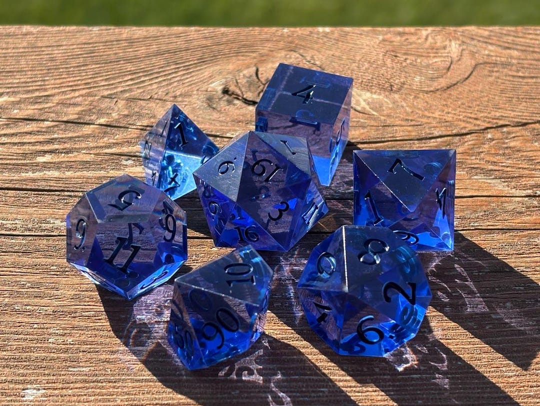 Blue Clear Sky Transparent Handmade Resin Sharp-edge Dice Set Dnd - Etsy