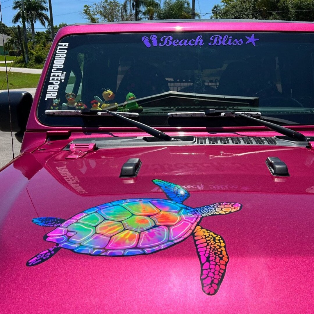 Sea Turtle Tie Dye Vinyl Printed Sticker Decal Accessories, Hood Decals ...