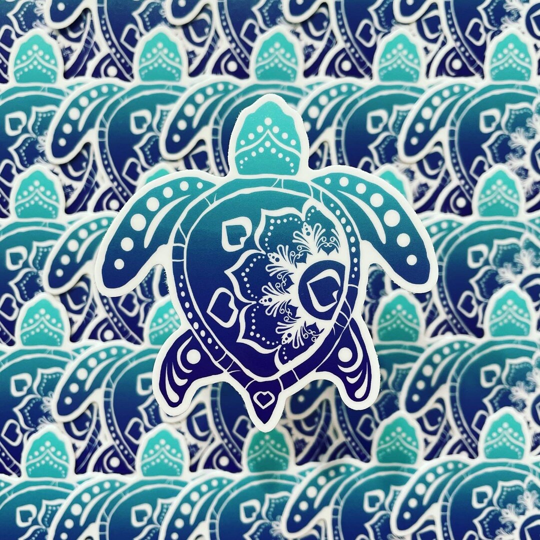 Sea Turtle Mandala Weatherproof Vinyl Sticker - Unique, Fun Sticker for ...