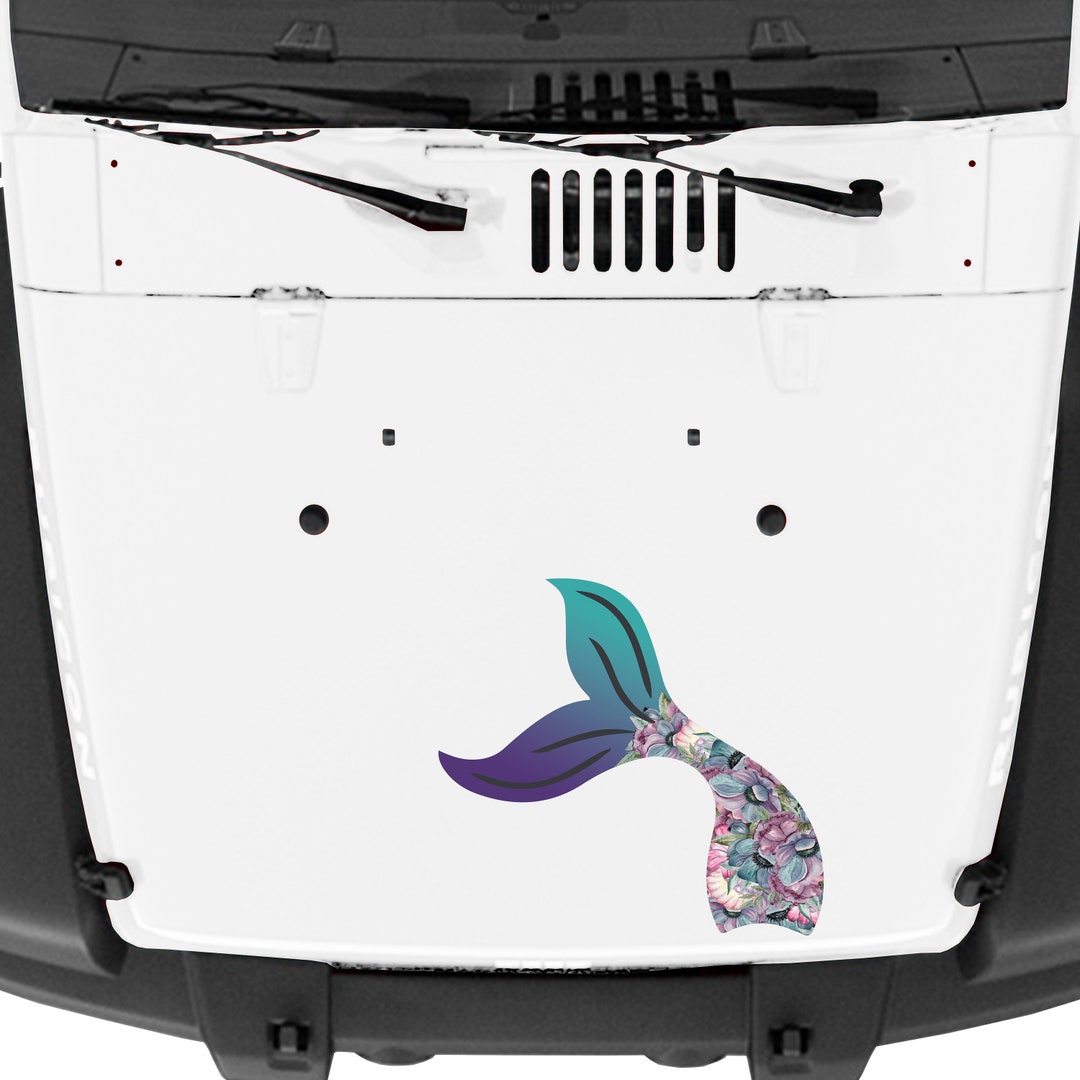 Mermaid Tail Flower Vinyl Printed Sticker Decal Accessories, Hood ...