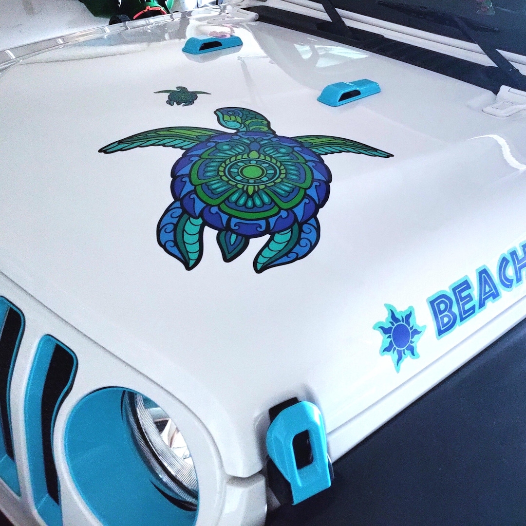 Sea Turtle Mandala Vinyl Printed Sticker Decal Accessories, Hood Decals ...
