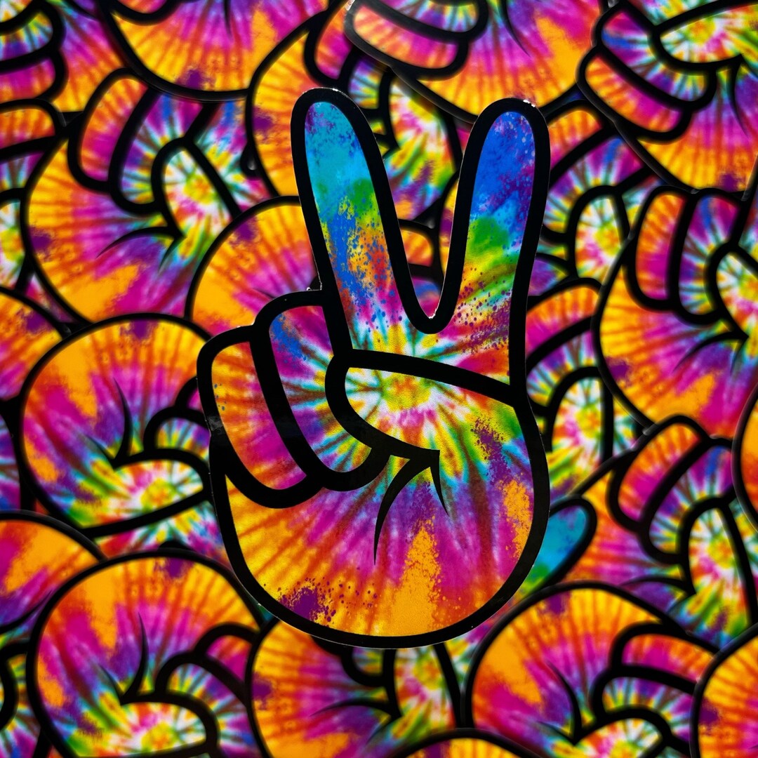 Weatherproof Vinyl Sticker - Peace Hand Tie Dye - Unique, Fun Sticker ...