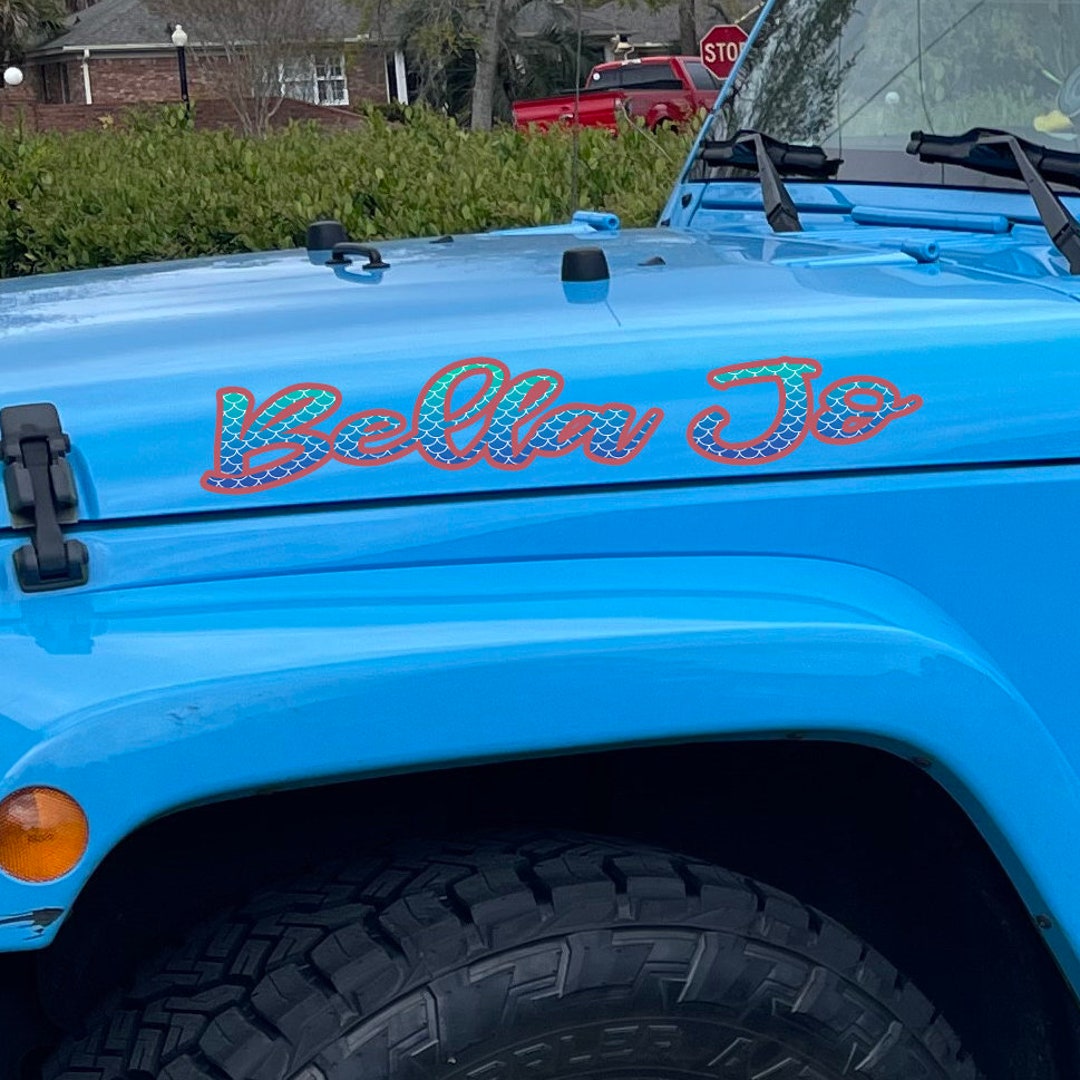 Two Printed Vinyl Hood Decals Custom Name Text Accessories, Hood Decals ...