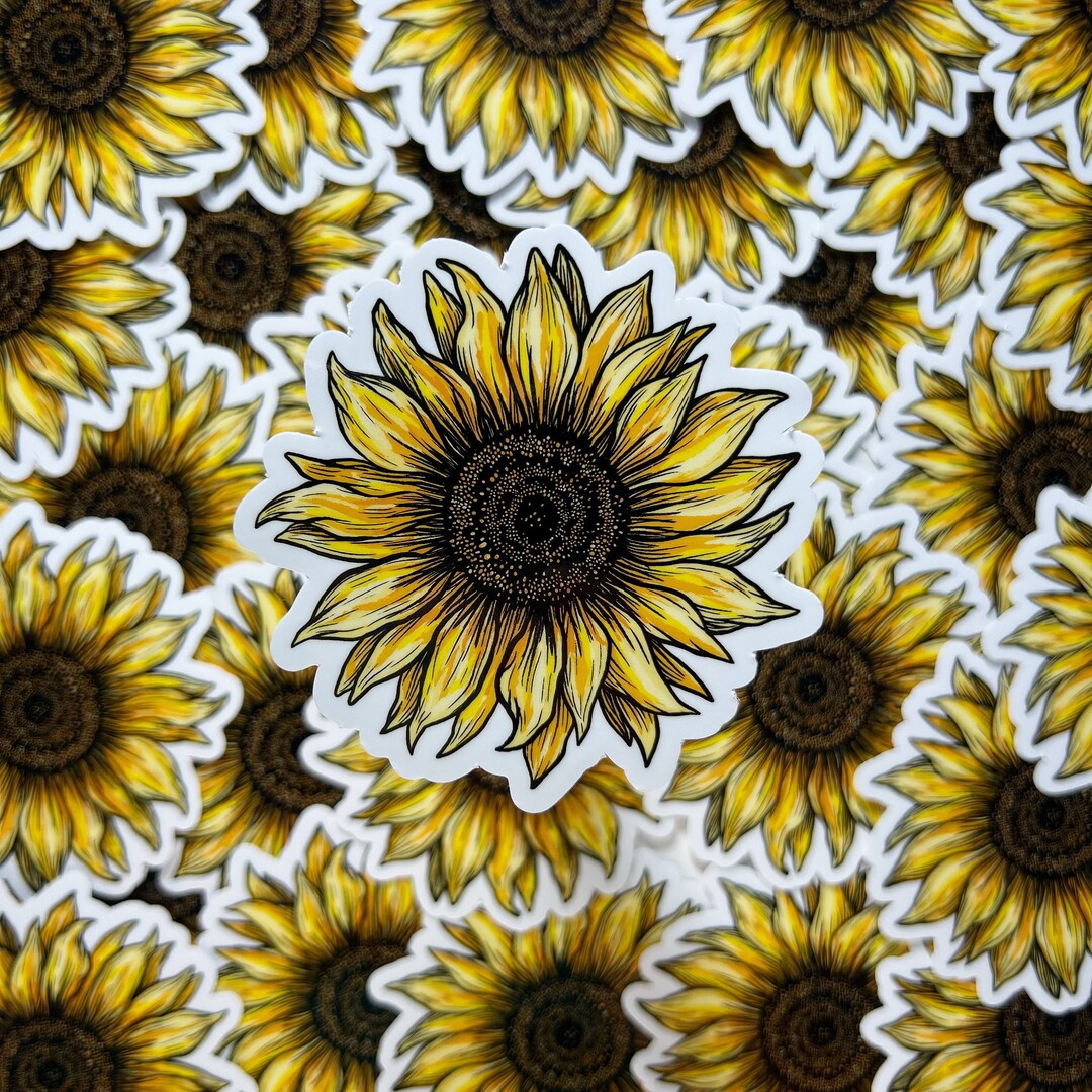 Weatherproof Vinyl Sticker - Sunflower - Unique, Fun Sticker for Car ...