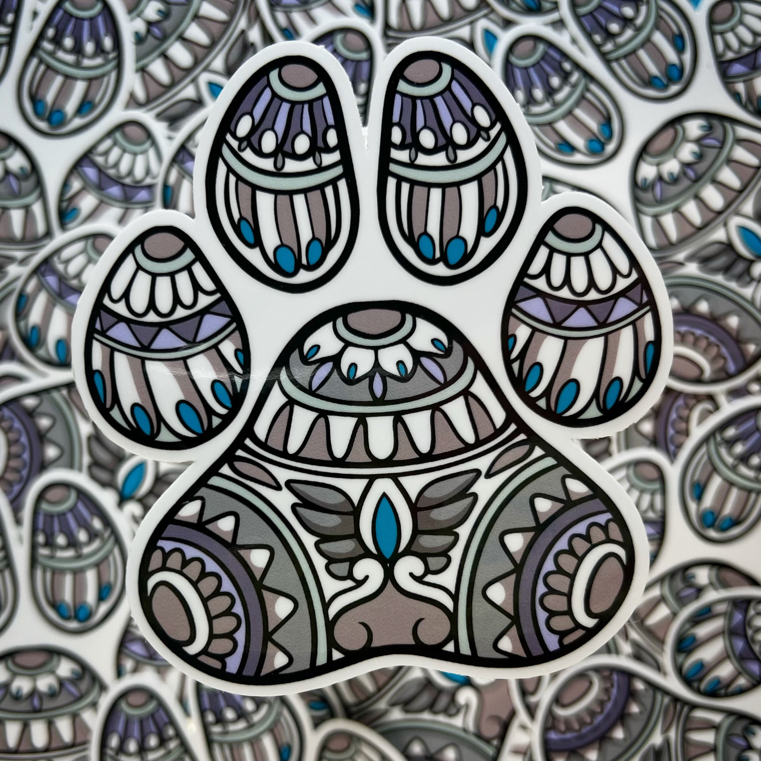 Weatherproof Vinyl Sticker Paw Print Dog Cat Henna Peace Hand, Unique ...